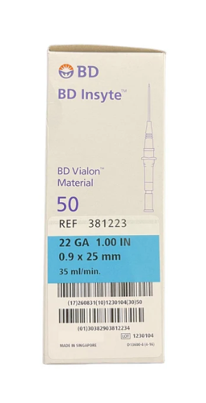 BD Cannula Catheter IV INSYTE 22 G x 1.0 in Blue – ACE MEDICAL SUPPLIES