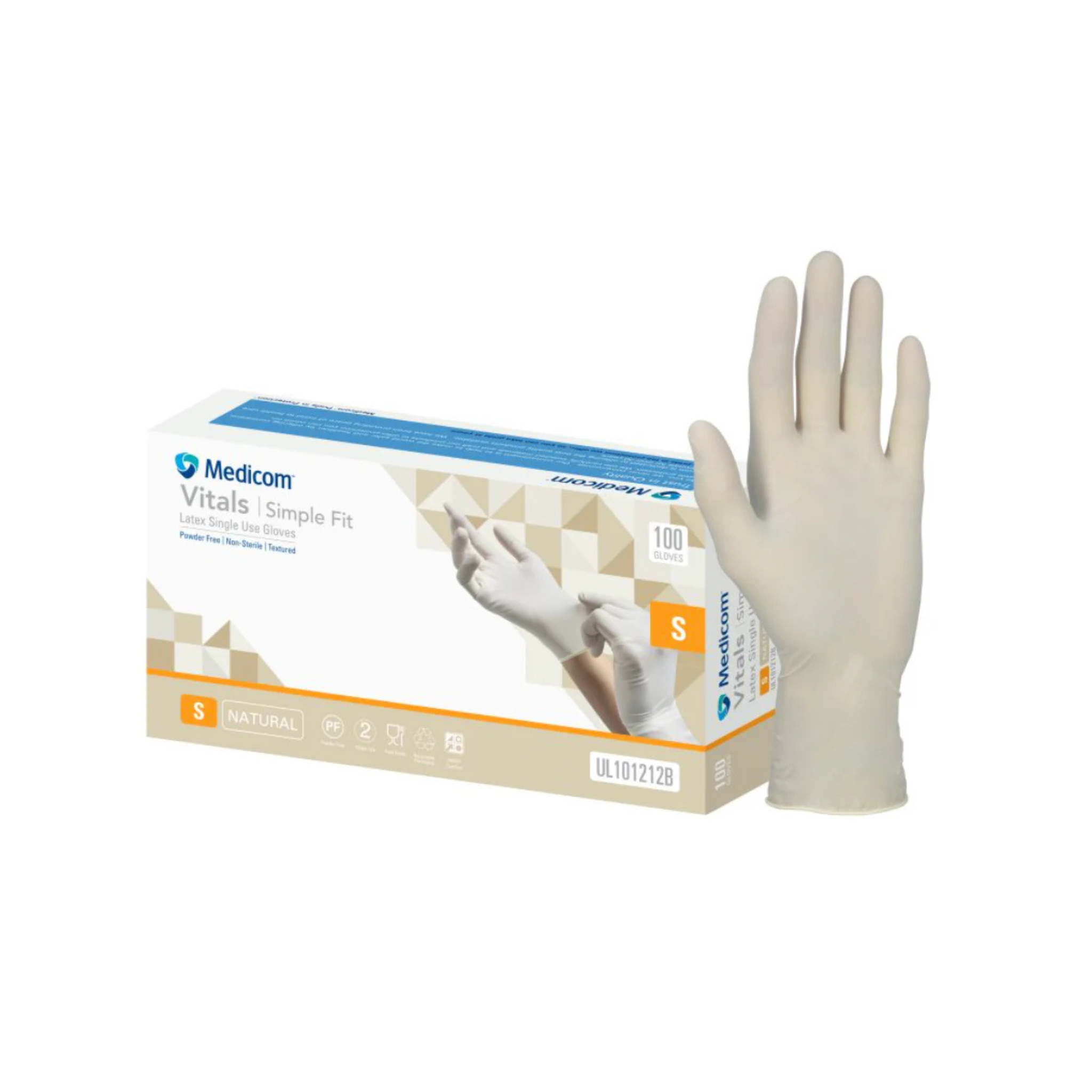 Medicom Safe Basics Easy Fit Latex Single Use Gloves Natural - CTN ...